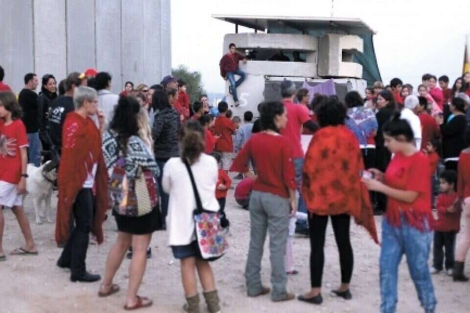 The protest rally at Netiv Haasara on Wednesday