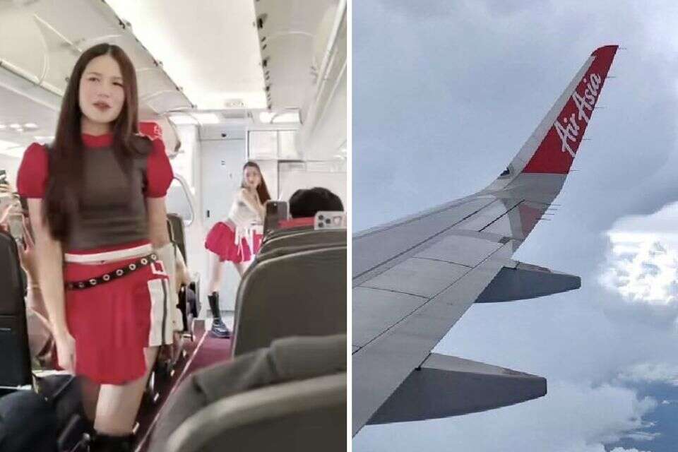 הריקוד כלול בשירות: דיילות אייר אסיה במדים חושפניים הפתיעו את הנוסעים ...